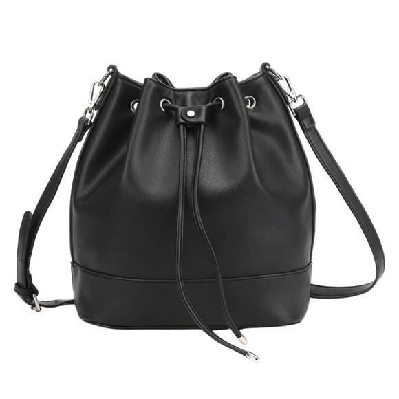 Baccini | Bags | Baccini Milano Black Genuine Leather Bucket Bag Purse ...
